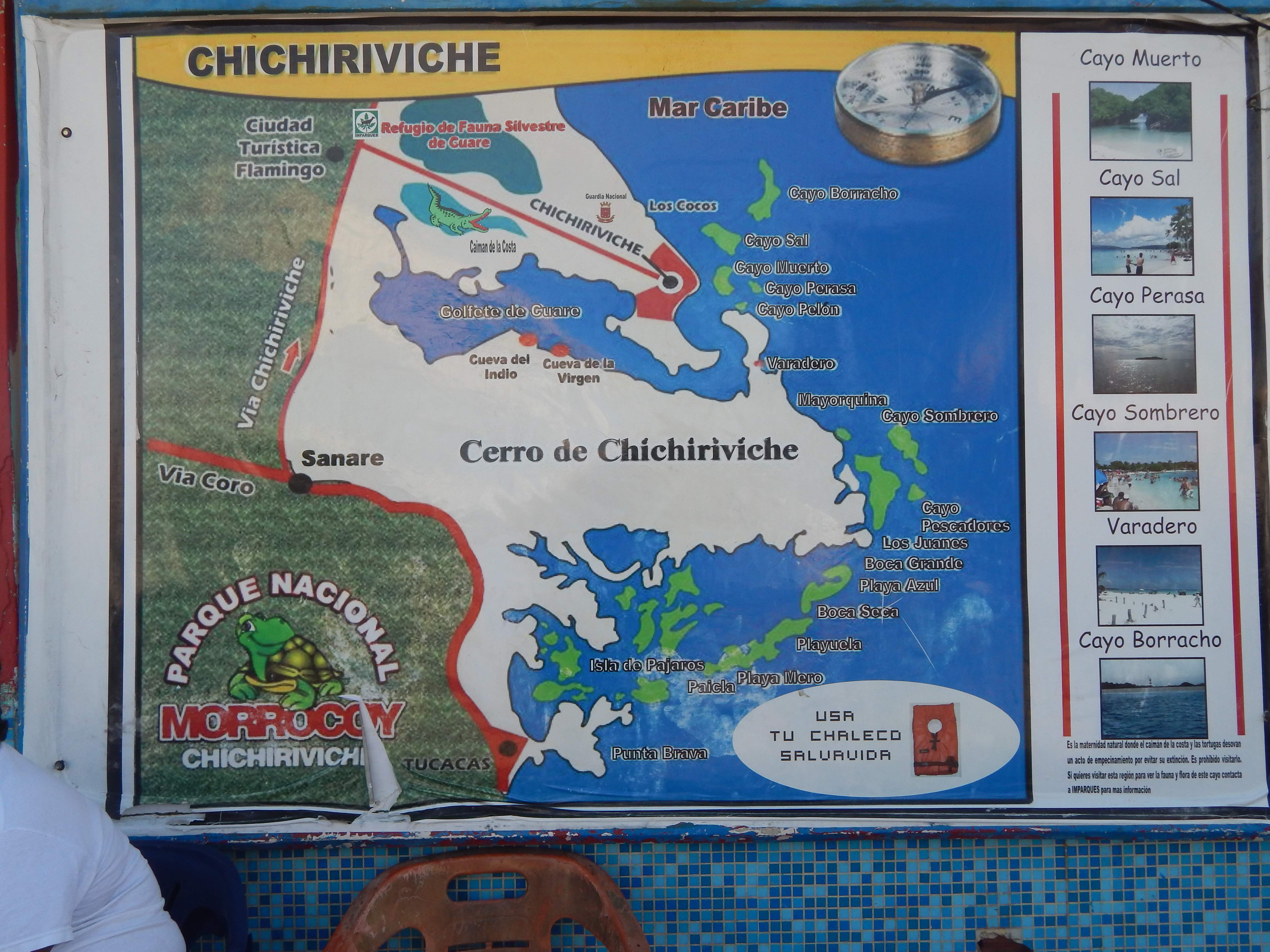 Carte du parc de Morrocoy : Panneaux : Parc national Morrocoy : Région ...